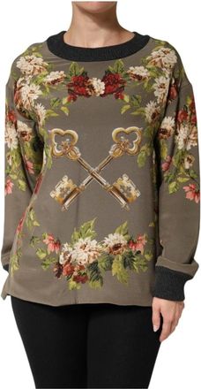 Dolce & Gabbana Femme, Sweatshirts et sweats &agrave; capuche, Multicolore, Taille: 36 FR Floral Key SweaT-shirt