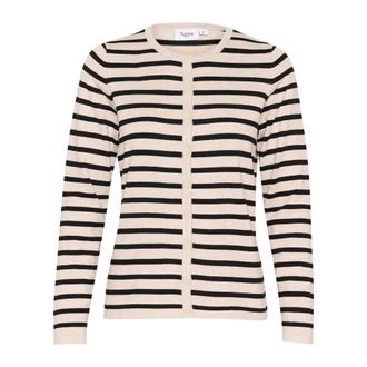 Saint Tropez Gestreifter Cardigan Grau Morn Mila Stripe - - Knitwear - Damen - Mehrfarbig - S