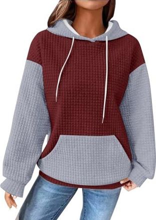 Generic Sweat-shirt surdimensionn&eacute; pour femme - Pull d&eacute;contract&eacute; &agrave; manches longues - Automne - Hiver - Sweat &agrave; capuche avec poche - Manteau long - Veste dauto