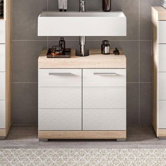 M&S Collection M&s - Meuble sous lavabo 2 portes chêne clair et blanc - lamby