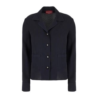 Gucci Seidenjacquard-Hemd - - Blouses & Shirts - Damen - Blau - L
