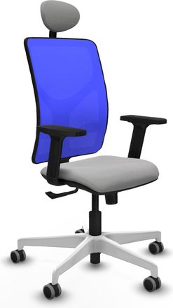 Piqueras y Crespo B&uuml;ro-B&uuml;rostuhl mit 2D-Armlehnen, h&ouml;henverstellbarer Lendenwirbelst&uuml;tze und festem Kopfteil, ausgestattet mit 3 Positionen und Schneideschaum, Blau/Hel