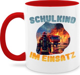 Shirtracer Tasse Tassen 325ml - Einschulung Geschenk Schulkind im Einsatz mit Feuerwehrmann | Einschulungsgeschenke Feuerwehr Schulanfang Geschenk Schulstart - 3