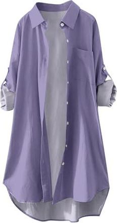 Generic Chemise Femmes Coton Lin Chic Et Elegant D&eacute;contract&eacute;e Chemisiers Et Blouses &Eacute;t&eacute; Manche Longue Col V L&acirc;che Top L&eacute;ger Respirant Tunic &Agrave; La Mode Coton Et