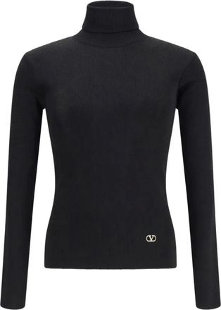 Valentino Garavani Femme, Pulls, Noir, Taille: 48 FR Wool Turtleneck