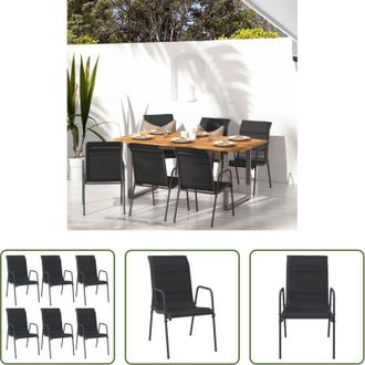 vidaXL Chaise ext&eacute;rieure - Chaises de jardin lot de 6 Acier et textil&egrave;ne Noir