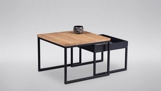 M2 Kollektion Couchtisch Dublin 2 in Wildeiche massiv, B/H/T = 60x43x60cm