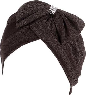 Generic Turban ethnique enveloppant un noeud - Chapeau tress&eacute; - Bandeau large - Tissu extensible pour femme, caf&eacute;, Taille unique