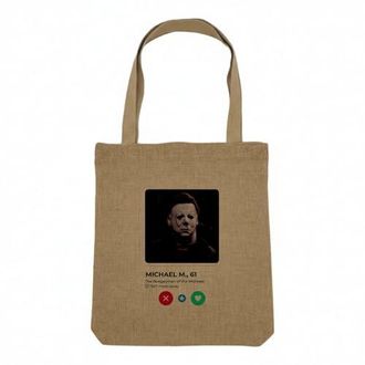 Fabulous Sac Shopping Tote Bag Aspect Lin - Michael Myers Social Network Dating Love - Sac de Courses Toile Epaisse 360g Beige Naturel Cabas Port&eacute; Epaule Solid