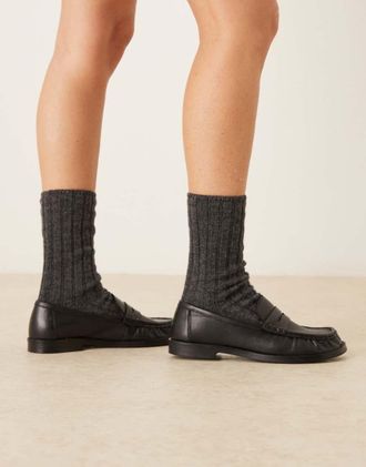 WALK LONDON Walk London - Valentina - Leder-Loafer in Schwarz mit Raffung