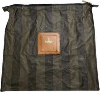 Fendi Pre-owned Vintage Striped Pouch - Femme - Pre-owned - Brun - Taille: ONE Size