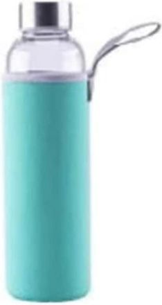 axentia Unisex - Erwachsene Wasserflasche Trinkflasche aus Glas, türkis, 1 l