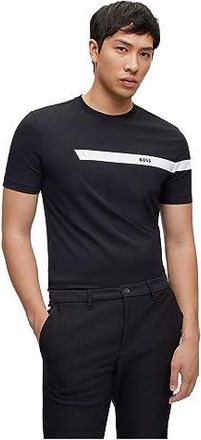 BOSS Hommes Tee 2 T-Shirt en Coton Stretch à Logo et Rayures