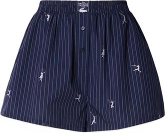 Lacoste Femme, Shorts, Bleu, Taille: 36 FR Cotton Poplin Jacquard Boxer Shorts