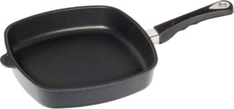 AMT Gastroguss Eckpfanne 28 x 28 cm, 5 cm hoch, glatter Boden, fester Stiel, induktionsgeeignet, Lotan Antihaft-Veredelung, Gusspfanne (Aluguss), AMZN-I-E285