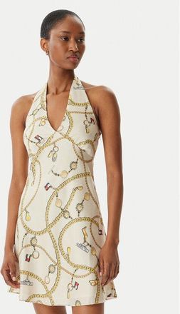 Tommy Jeans Sommerkleid Chain Print DW0DW22346 Hellbeige Slim Fit