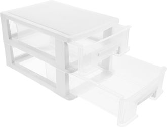 NUOBESTY Transparente Kleine Schubladenbox 2 Stöckig aus Kunststoff Schreibtisch Organizer für Kosmetik Schreibwaren Tischaufbewahrung für Büro und Zuhause