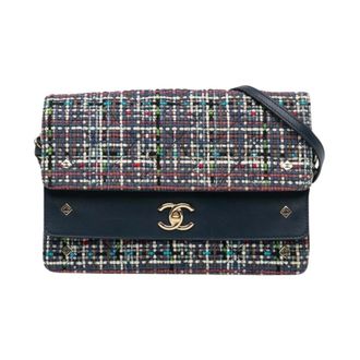 Chanel Pre-owned CC Multicolor Tweed Double Flap Crossbody - - Pre-owned - Damen - Blau - ONE SIZE