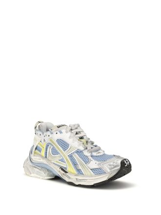 Balenciaga Womens Runner Mesh Sneakers Blu-Yellow-White Blu/yellow/white