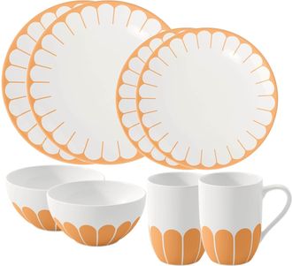 Villeroy & Boch Fleur Soleil Starter-Set 8-teilig, Einsteiger-Set f&uuml;r 2 Personen, Becher Schalen und Teller mit Blumenmuster, Sp&uuml;lmaschinenfest & Mikrowellensicher, P