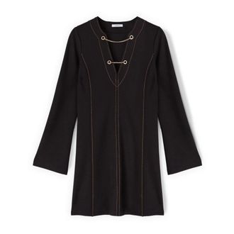 Motivi Figurbetontes Kleid aus Milano-Stich mit Ketten - - Dresses - Damen - Schwarzk - 2XS