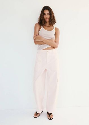 Mango Jean cargo rose pastel - Femme - 32 - MANGO