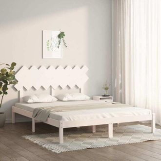 vidaXL Cadre de lit Blanc 160x200 cm Bois massif