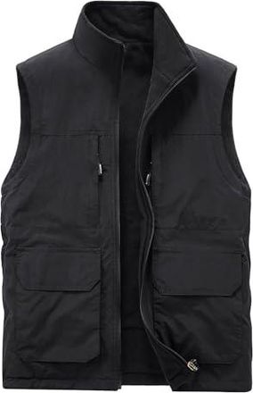 Generic Gilet Sans Manche Homme Zippé- Veste Chaude Grande Taille Confortable Décontracté Avec Poches Couleur Unie Débardeur Chic Coupe Slim Épais Thermique P