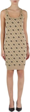 Guess Femme, Robes, Beige, Taille: 42 FR Robe en m&eacute;lange de laine avec logo jacquard