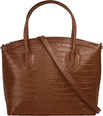 Cluty Sac &agrave; main Damen echt Leder | Fabriqu&eacute; en Italie, sac &agrave; bandouli&egrave;re en crocodile, business shopper, porte-documents avec compartiments internes 021320