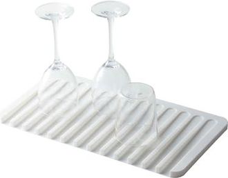 Yamazaki Tableware Yamazaki 7445 FLOW Abtropfmatte aus Silikon, weiß, Silikon, minimalistisch, 38 x 20 x 1.2 cm