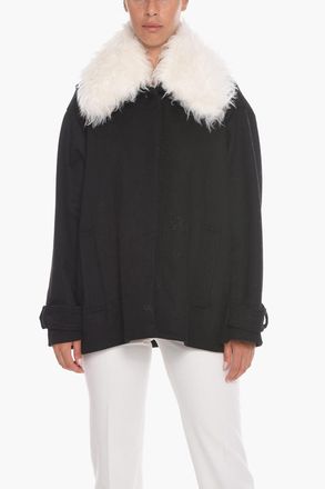 Stella McCartney Oversized Mantel aus Wolle mit Kunstpelz Stella McCartney