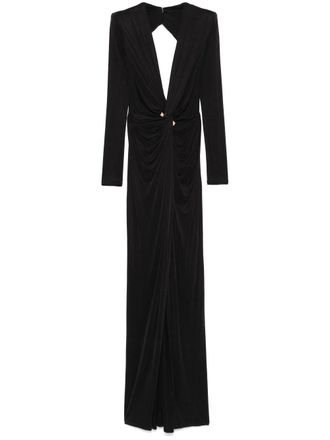 Elisabetta Franchi robe longue &agrave; d&eacute;tails de piercings - Noir