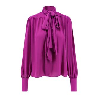 Actualee Satinbluse mit gepolsterten Schultern - - Blouses & Shirts - Damen - Lila - S