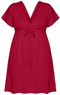 Generic Robe &eacute;l&eacute;gante D&eacute;t&eacute; Femme Bretelles sans Manches Robes D&eacute;contract&eacute;e Courte Col en V avec Poches Summer Dresses for Women for Plague Bikini Cover Up Par