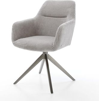 DELIFE Drehstuhl Pejo-Flex Cord Silbergrau Kreuzgestell breit Graphit 360° drehbar Wippfunktion Taschenfederkern, Esszimmerstühle