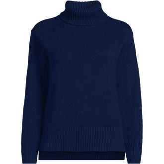 Lands End Softer Pullover mit Rollkragen, Damen, Größe:36-38 regular, Blau, Polyacryl/Baumwoll-Mischung/Woll-Mischung, by Lands End