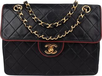Chanel Crossbody Bags - Chanel Quilted Lambskin 24K Gold Single Flap Cross - Gr. unisize - in Schwarz - f&uuml;r Damen