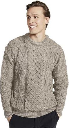 Aran Woollen Mills Pull de p&ecirc;cheur en laine pour homme, fabriqu&eacute; en Irlande (avoine, M), oatmeal