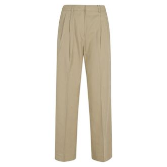 Dunst Double Pleated Chino Slacks - - Trousers - Damen - Beige - M