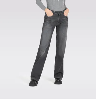 MAC Broeken Weite Jeans MAC WIDE, Damen, Gr. 34, L&auml;nge 32, grau (grau heavy used wash), Denim/Jeans, Obermaterial: 91% Baumwolle, 7% Elastomultiester, 2% Elasthan