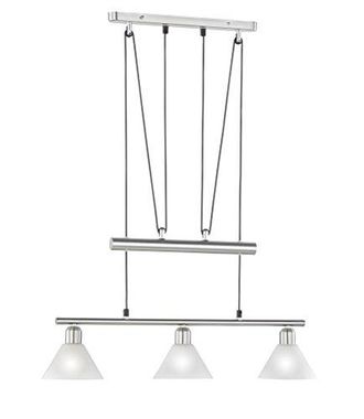 Trio Leuchten JoJo-Pendelleuchte Stamina 3751031-07, Metall Nickel matt, Glas opal weiß matt, exkl. 3x E14, höhenverstellbar
