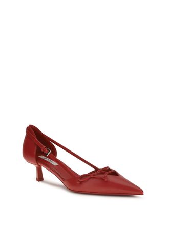 Prada Womens Side-Cut Leather Pumps Rosso Goatskin-Hircus Goatskin Goatskin/hircus High Heel Shoes