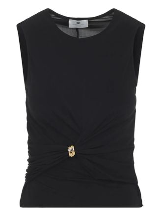 Elisabetta Franchi knot-detail ruched top - Schwarz