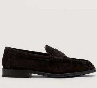 Mango Mocassins d&eacute;coupe cuir su&egrave;de chocolat - Homme - 40 - MANGO MAN