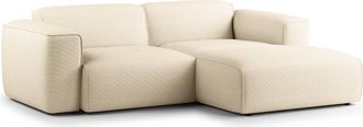Studio Copenhagen home24 Ecksofa mit XL-Longchair Beige Cordstoff Snor 260 x 71 x 171cm Longchair davorstehend rechts Modern