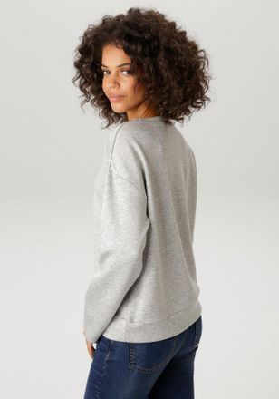Aniston Sweatshirt allover mit kleinen Glitzersteinchen Verziert