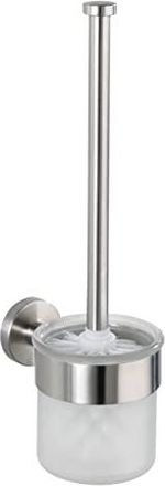 WENKO WC-Garnitur Mod. Bosio, Edelstahl matt, Wandmontage, Keramikbeh&auml;lter abnehmbar, 10x35x14 cm, Schraubmaterial inkl