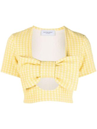 Viktor & Rolf haut en coton Bandeau Bow &agrave; coupe crop - Jaune