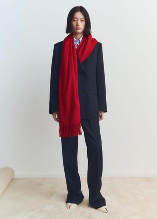 Mango Schal mit fransigen Abschl&uuml;ssen rot - Damen - Einheitsgr&ouml;&szlig;e - MANGO